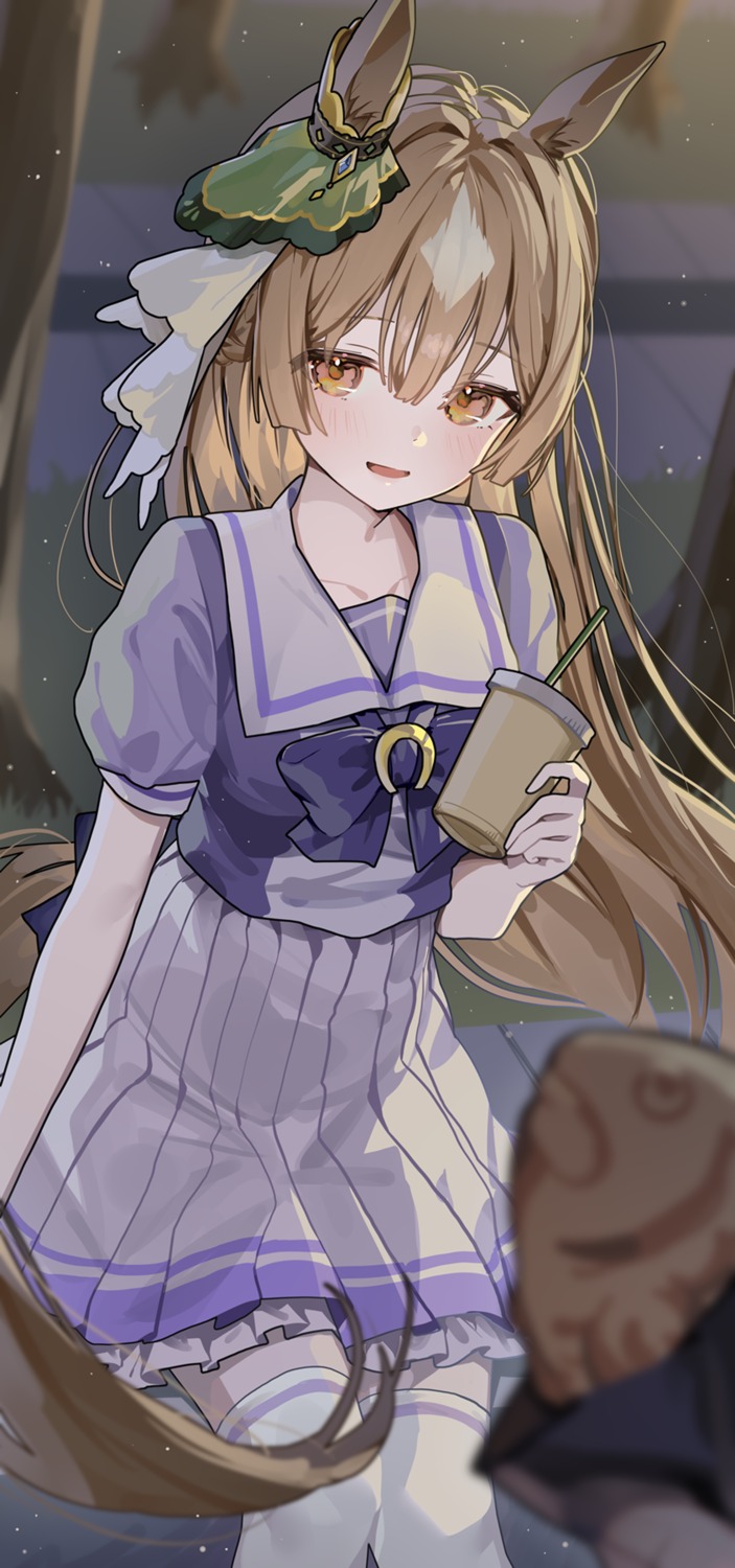 ningen mame uma musume pretty derby satono diamond (umamusume) animal ears seifuku tail ...